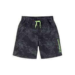 Badeshorts Chiemsee "Esra Kids", Jungen, Gr. 170/176, N-Gr, schwarz (schwarz, bedruckt), Polyester, Badehosen Badeshorts, mit kontrastfarbenen Logodruck