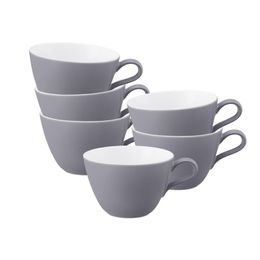 Tasse Seltmann Weiden "Milchkaffeetassen Life Fashion 370 ml 6er Set", grau (elegant grau), 6 tlg., Porzellan, Trinkgef&auml;&szlig;e, Tasse