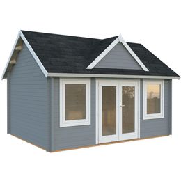 Gartenhaus Palmako "Claudia", grau (hellgrau, wei&szlig;), Fu&szlig;boden im Gartenhaus, ohne Dacheindeckung, Massivholz, Gartenh&auml;user, Gartenhaus, verschiedene Farben