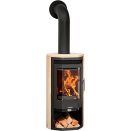 Kaminofen Justus "Usedom 5D Sandstein", schwarz, Kamin&ouml;fen, Aufstellort in deinem Zuhause, prismatische Scheibe, Holzfach