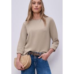 3/4-Arm-Shirt Street One, Damen, Gr. 34, morning beige, Stoff, 46% Modal, 46% Polyester, 8% Elasthan, unifarben, normal normal, Rundhals, elastischer Bund, Shirts 3/4-Arm-Shirt, im Silk Look