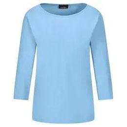 Kurzarmshirt GOLDNER "Basic Shirt mit U-Boot-Ausschnitt", Damen, Gr. 42, blau (hellblau), Obermaterial: 100% Baumwolle CO., Modisch, U-Boot-Ausschnitt, Shirts, U-Boot-Ausschnitt
