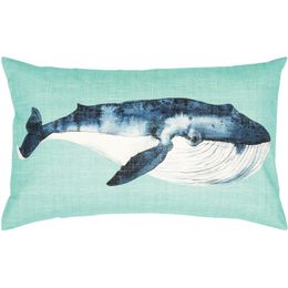 Dekokissen Pad "WATERWORLD", blau (turquoise), B:60cm L:35cm, Obermaterial: 100% Baumwolle, Dekokissen_Sitzkissen_Kissenh&uuml;llen, Made in Europe, Kissenh&uuml;lle ohne F&uuml;llung, 1 St&uuml;ck