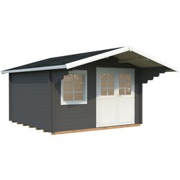 Gartenhaus Palmako "Sally", dunkelgrau, wei&szlig;, Fu&szlig;boden im Gartenhaus, ohne Dacheindeckung, Massivholz, Gartenh&auml;user, Gartenhaus, verschiedene Farben