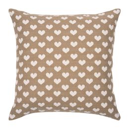 Dekokissen Pad "HEART", beige (sand, herzen), B:45cm L:45cm, Baumwolle, Polyester, Viskose, Wolle, Dekokissen_Sitzkissen_Kissenh&uuml;llen, Kissenh&uuml;lle ohne F&uuml;llung, 1 St&uuml;ck