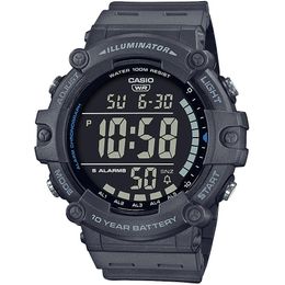 Chronograph, grau (dunkelgrau), CASIO TIMELESS COLLECTION, Armbanduhren, Herren, Chronograph, Quarzuhr, Armbanduhr, Herrenuhr, Digitaluhr, bis 10 bar wasserdicht