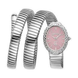 Quarzuhr JUST cavalli time "Signature Snake", silberfarben, Armbanduhren, Damen, Quarzuhr, Armbanduhr, Damenuhr, Edelstahlarmband, analog, Kristallsteine