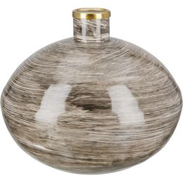 Tischvase Gilde "Stripes", braun, B:20cm H:20cm T:20cm, Metall, Vasen, Vase aus Metall, bauchig