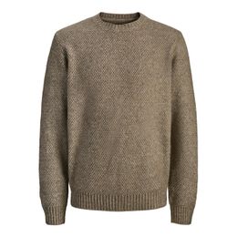Jack & Jones Strickpullover JACK & JONES "JPRBLAWILSON KNIT CREW NECK", Herren, Gr. S, braun (brindle detail:melange), Strick, Obermaterial: 64% Polyester, 30% Polyacryl, 6% Wolle, meliert, regular fit, Rundhals, Rippb&uuml;ndchen, Pullover Strickpullover