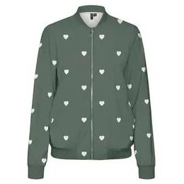 V&eacute;ro Moda Blouson VERO MODA "VMCOCO L/S BOMBER AOP WVN NOOS", Damen, Gr. S, laurel wreath aop:snow wei&szlig; hearts, Web, Obermaterial: 96% Polyester, 4% Elasthan, bedruckt, regular fit normal, Rippb&uuml;ndchen, Jacken Blouson, Materialmix
