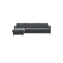 Ecksofa FLEXLUX "Fiore, L-Form, bequem und komfortabel durch hochwertigem Sitzaufbau", grau (soft grau), B:247cm H:85cm T:92cm, 100% Polyester, Sofas, Ecksofa, schmale Armlehnen, Kaltschaum, F&uuml;&szlig;e Alu