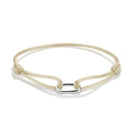 Charm-Armband Thomas Sabo "Textilarmband in verschiedenen Farben - Connect" Gr. 24, silberfarben, beige, Armb&auml;nder, Damen, 24, Polyester Silber 925 (recycelt), Polyester, Silber 925 (recycelt), Charm-Armband