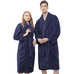 Bademantel HAMMETEX "Bademantel unisex, ultraweicher & flauschiger Fleecemantel" Gr. XS, blau (dunkelblau), L:112cm, Fleece, Hausm&auml;ntel, Bademantel, ideal f&uuml;r Sauna & Spa, Hotelbademantel, Morgenmantel