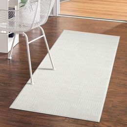 Teppich Carpet City "FLAIR177", beige (creme), B:80cm H:11mm L:300cm, Obermaterial: 50% Polyester, 50% Polypropylen, Teppiche, Teppich, Kurzflor-Teppich, Skandi-Stil, Wohnzimmer