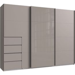Schwebet&uuml;renschrank wimex "Bali in den Breiten 180cm, 225cm & 270cm, Schrank mit Glaselement", saharagrau, abgesetzt glas saharagrau, griffe saharagrau, B:270cm H:208cm T:64cm, Holzwerkstoff, Schr&auml;nke, Schwebet&uuml;renschrank, Kleiderschrank erh&auml;ltlich in den Farben; grafit und saharagrau