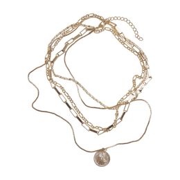 Kette mit Anh&auml;nger Urban Classics "Urban Classics Unisex Coin Layering Necklace", gold, Halsketten, Damen, onesize