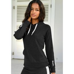Bench. Loungewear Damen Kapuzensweatshirt, schwarz-wei&szlig;, Gr&ouml;&szlig;e 32/34