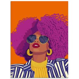 Glasbild Artland "Woman with sunglasses", farbe bild(er): pink, B:60cm H:80cm, Bilder, in verschiedenen Gr&ouml;&szlig;en
