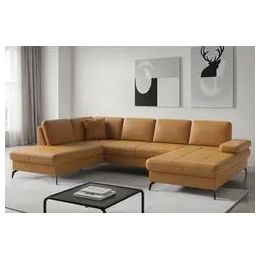 Sit & More Wohnlandschaft SIT & MORE "Morris Jubi, Breite 300 cm", curry, Sofas, B/H/T: 300cm x 83cm x 202cm, NaturLEDER, Ottomane links, Mit Armteilverstellung,mit Armteilverstellung, Wohnlandschaft, mit Armteilfunktion, optional mit Bettfunktion, B:300cm H:83cm T:202cm