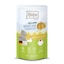 MjAMjAM Katzenfutter 'Chicks & Friends Quetschie' Huhn an ged&auml;mpftem K&uuml;rbis 125 g