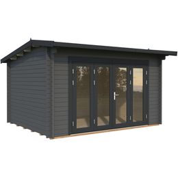 Gartenhaus Palmako "Ines Bitfold", dunkelgrau, anthrazit, Fu&szlig;boden im Gartenhaus, ohne Dacheindeckung, Massivholz, Gartenh&auml;user, Gartenhaus, verschiedene Farben