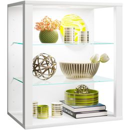 Wandregal Vcm "Holz Glas Stand Vitrine Sammelvitrine Glasol SW", wei&szlig;, B:52cm T:35cm, Regale, Wandregal