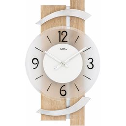 Wanduhr AMS "W9546", braun (sonomafarben), Wanduhren, B/H/L: 6cm x 40cm x 23cm, Wanduhr, Quarzuhr,Holz,Wohnzimmer,Esszimmer,K&uuml;che,Made in Germany,B&uuml;ro,Flur