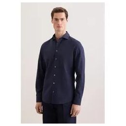 Businesshemd Seidensticker, Herren, Gr. S (37), normale &Auml;rmell&auml;ngen, dunkelblau, 100% Baumwolle, unifarben, slim fit, 2-Knopf-Manschette, Hemden, Slim 1/1 Kentkragen Uni