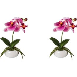 Kunstorchidee Creativ green "Phalaenopsis in Keramikschale", pink (fuchsia), H:27cm, Obermaterial: 100% Polyethylen, Kunstpflanzen, mit Real-Touch-Bl&uuml;ten