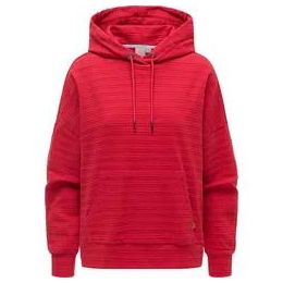 Kapuzenpullover Ragwear "Pirita Crepe", Damen, Gr. XXXL(46), rot, Sweatware, Material: 65% Baumwolle, 27% Polyester, 6% Viskose, 2% Elasthan, l&auml;ssig geschnitten h&uuml;ftbedeckend, hoch geschlossener Ausschnitt, &Auml;rmel ohne &Auml;rmelschlitz abgesteppte Kante, Pullover Kapuzenpullover, Hoodie mit verstellbarer Kapuze