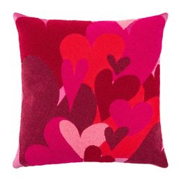 Dekokissen Pad "HEARTS EMBROIDERY", hot pink, herzen, B:45cm H:2cm L:45cm, Polyester, Dekokissen_Sitzkissen_Kissenh&uuml;llen, schicke stickerei
