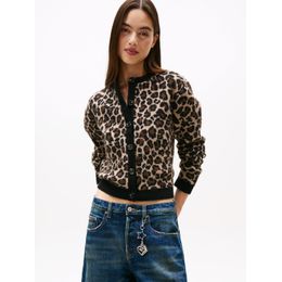 Tommy Jeans Damen Strickjacke "TJW LEOPARD CARDIGAN"leopard aop, Gr. L, gemustert, Strick, Obermaterial: 55% Polyester, 19% Polyacryl, 15% sonstige