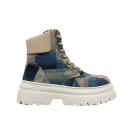 DOGO Damen Schn&uuml;rstiefelette "Nimble Platform Boot Be-Different Damen Stiefeletten", Gr. 40, blau, Textil, Schuhe, Handgefertigt