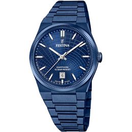 Festina Damen Quarzuhr "Riv&eacute; Collection", blau, Armbanduhren, Armbanduhr, Damenuhr, Herrenuhr, Swiss Made, Edelstahlarmband, Datum