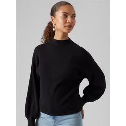 V&eacute;ro Moda Strickpullover VERO MODA "VMNANCY LS FUNNELNK PULLOVER GA", Damen, Gr. XS, schwarz, Strick, Obermaterial: 52% Viskose, 28% Polyester, 20% Nylon, unifarben, regular fit, Rippstrickb&uuml;ndchen, Pullover Strickpullover
