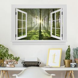 Bilderwelten Wandtattoo Wald modern 3D-Effekt Wandaufkleber - Offenes Fenster Spring Fairytale - B&auml;ume Wohnzimmer Schlafzimmer