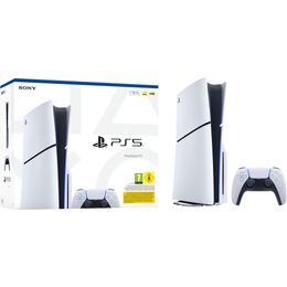 Playstation 5 Spielekonsole "Disk Edition (Slim)", B:9,6cm H:35,8cm T:21,6cmwei&szlig;, schwarz, Spielekonsolen