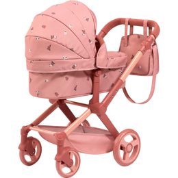 BAYER Kinder Kombi-Puppenwagen "Xeo"blumen altrosa, Kunststoff, Metall, Stoff, B:37cm H:73cm T:68cm, Puppenwagen