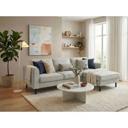 Ecksofa Home Affaire, B:232cm H:83cm T:161cmwollwei&szlig;, 100% Polyester, Wohnzimmer, Sofas, "Booster II, whlw. mit Schlaffunktion & Bettkasten, Fu&szlig;