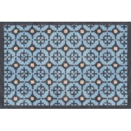 Fu&szlig;matte TURTLE MAT, B:40cm H:9mm L:60cmblau, Obermaterial: 85% Baumwolle, 15% Viskose, Teppiche, "Parterre Blue"