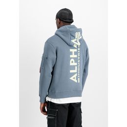 Herren Hoodie "Backprint Hoodie"denim blau, Gr. XL, Alpha Industries, Obermaterial: 80% Baumwolle, 20% Polyester, Sweatshirts