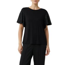 comma, COMMA Damen Rundhalsshirtschwarz, Gr. 46, unifarben, Single Jersey, Obermaterial: 95% Baumwolle, 5% Elasthan, Shirts, mit Pailletenbesatz an den