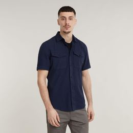 G-Star Raw G-STAR Herren Kurzarmhemd "Marine Slim Shirt", blau, Gr. L, Web, Obermaterial: 100% Baumwolle, Hemden, mit aufgesetzten Taschen