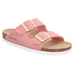 Pantolette Rohde "ALBA", Damen, Gr. 42, rosa (rose), Veloursleder, Schuhe Pantolette, Sommerschuh, Hausschuh, Zweischnaller, Strandschuh mit Softfu&szlig;bett