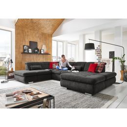 Wohnlandschaft DIE PLANBAR, B:382cm H:84cm T:124cm, schwarz, 100% Polyester, Sofas, "MP-IN17004 U-Form, Breite 382 cm, weitere Funktionen w&auml;hlbar",