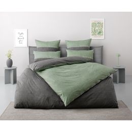 Bettw&auml;sche Tom Tailor HOME "Henry", jade, grau, B/L: 135cm x 200cm, 1 Stk., 1 Stk., Renforc&eacute;, B/L: 80cm x 80cm, 3 Stk., Renforc&eacute;, Obermaterial: 100% Baumwolle, Bettw&auml;sche, Bettw&auml;sche, Bettw&auml;sche aus Baumwolle, mit GRATIS-Zugabe: Sporthandtuch