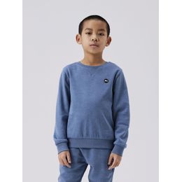 name it Jungen Sweatshirt "NKMVIMO f&uuml;r Jungen mit B&uuml;ndchen und klassischer Form", blau, Gr. 116, meliert, unifarben, angeraute Sweatware,