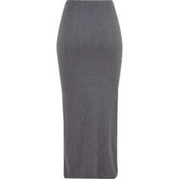 Urban Classics Damen Sommerrock "Urban Classics Ladies Rib High Slit Skirt", grau, Gr. M, unifarben, 80% Polyester, 20% Viskose, R&ouml;cke