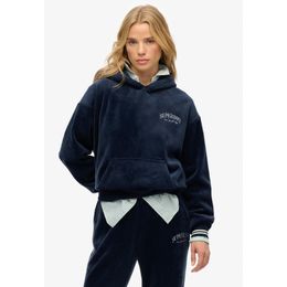 Superdry Damen Kapuzensweatshirt "COUNTRY CLUB VELOUR RELAX HOOD"blauberry navy, Gr. XS, unifarben, Sweatware, Obermaterial: 96% Polyester, 4%