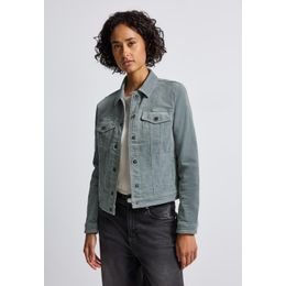 Street One Damen Cordjackewashed blau, Gr. 46, unifarben, Web, Obermaterial: 98% Baumwolle, 2% Elasthan; Futter: 80% Polyester, 20% Baumwolle,